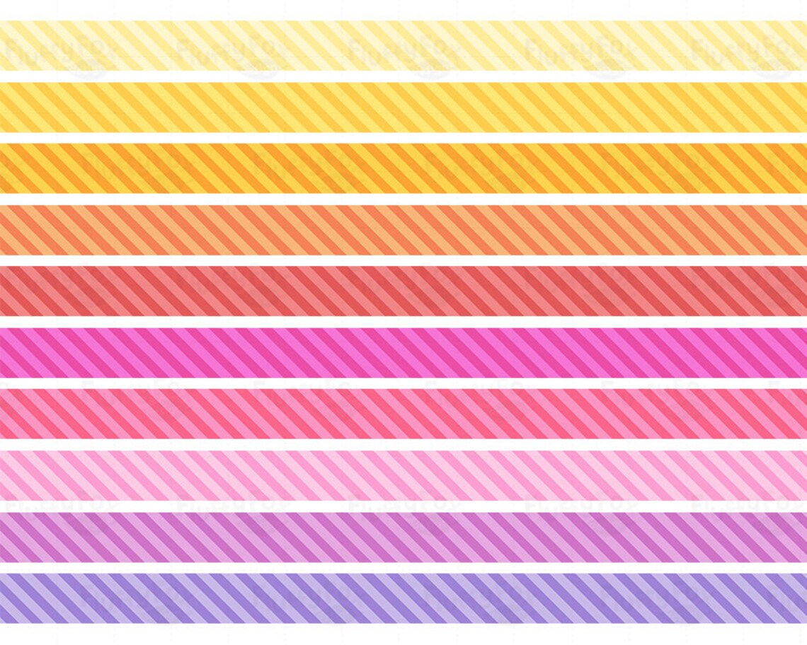 Stripes Border Clipart Line Borders Striped Clip Art Rainbow | Etsy