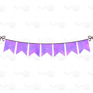 Watercolor Bunting Flag Clipart, Party Banner Clip Art, Pennant ...