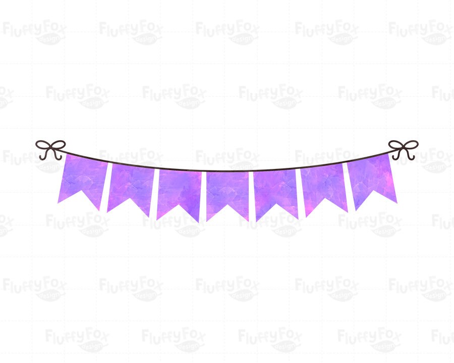 Watercolor Bunting Flag Clipart, Party Banner Clip Art, Pennant ...