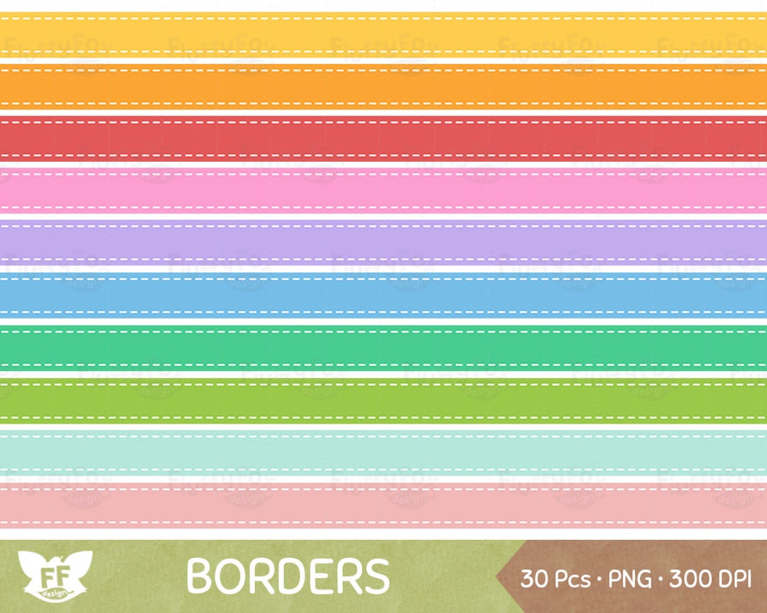 Stitched Border Clipart, Line Borders Stitches Clip Art, Rainbow Stitch ...