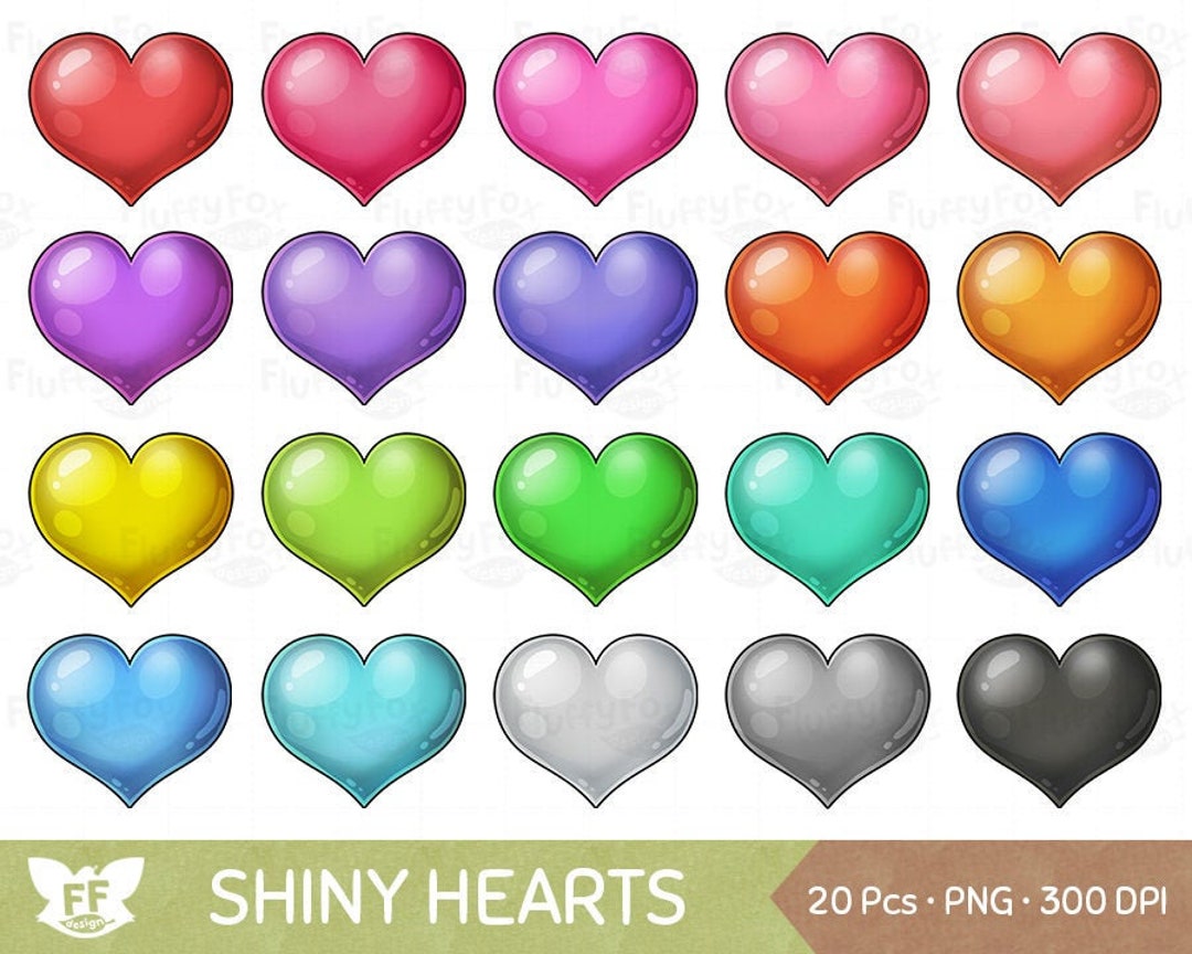 Shiny Heart Clipart, Kawaii Hearts Clip Arts, Cute Bright Love Clip Art ...