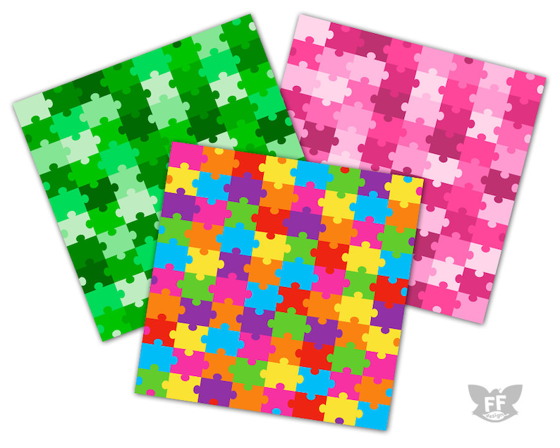 Jigsaw Puzzles Digital Paper Seamless Pattern Colorful - Etsy