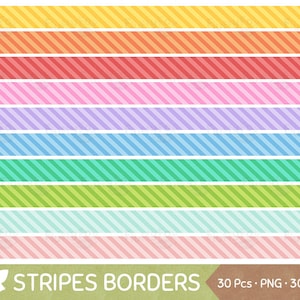 Stripes Border Clipart, Line Borders Striped Clip Art, Rainbow Diagonal ...