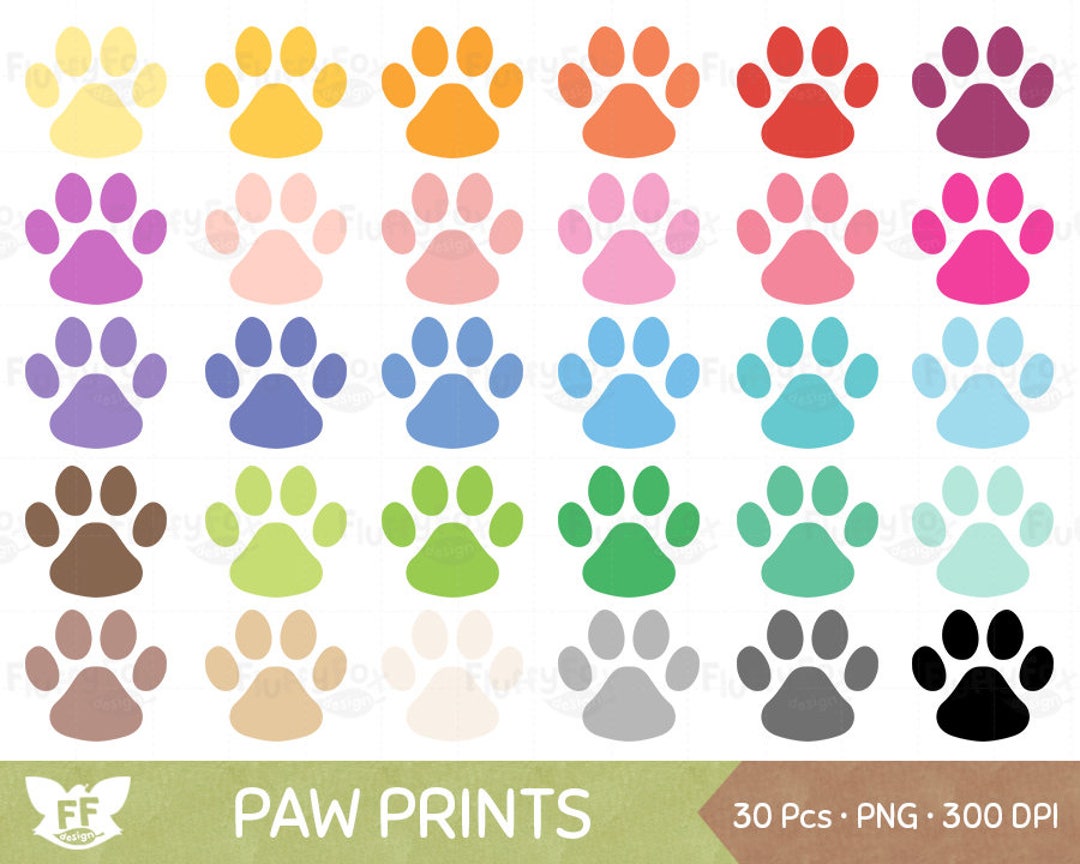 Dog Paw Prints Clipart, Pet Puppy Paws Print Clip Art Animal Icon Feet ...