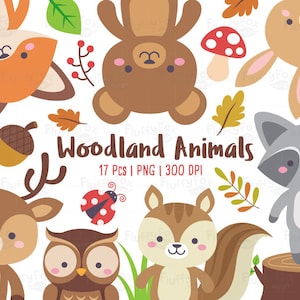 Woodland Animals Clipart, Forest Animal Clip Art, Wild Cute Colorful ...
