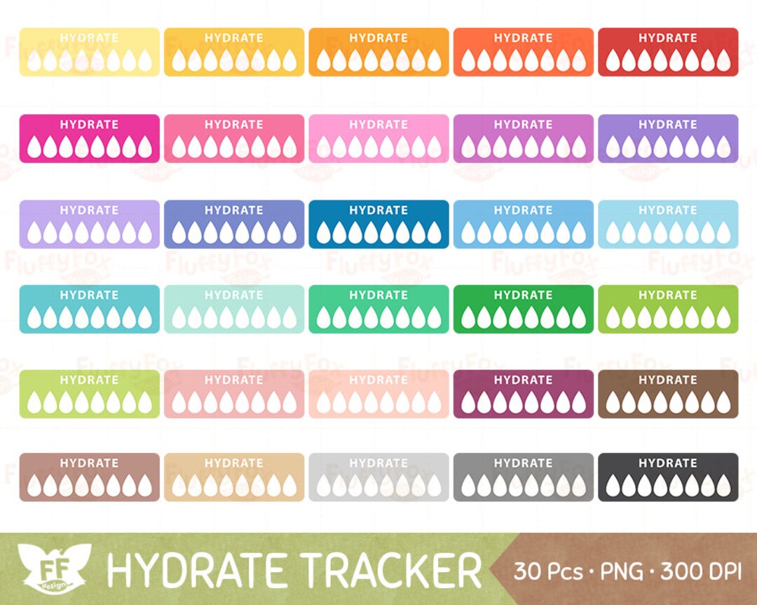 Hydrate Tracker Clipart, Hydration Clipart, Drink Water Daily Reminder ...