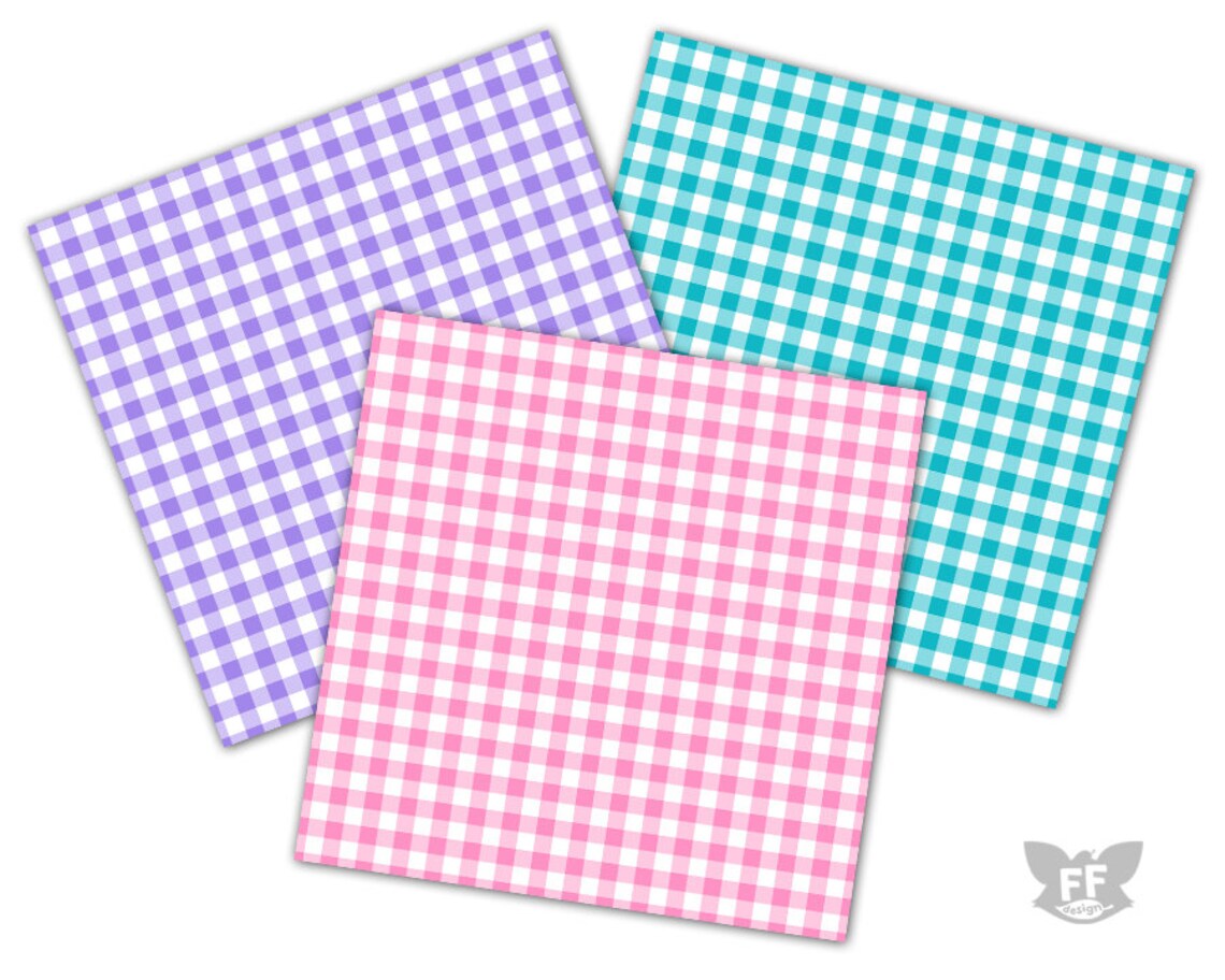 Gingham Check Digital Paper, Seamless Pattern, Tileable Background ...