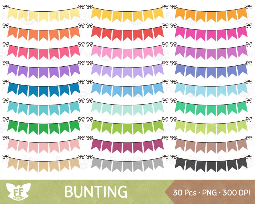 Bunting Flag Clipart, Party Banner Clip Art, Pennant Flag Colorful ...