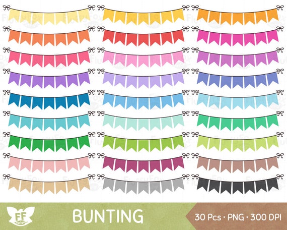 Bunting Flag Clipart Party Banner Clip Art Pennant Flag | Etsy