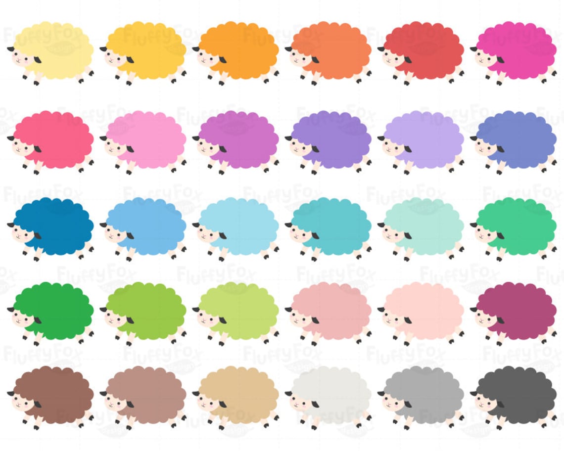 Sheep Clipart Sheeps Clip Art Lamb Wool Cartoon Farm Animal - Etsy