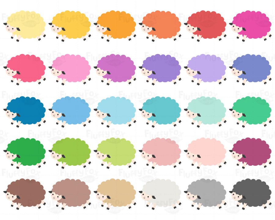 Sheep Clipart, Sheeps Clip Art, Lamb Wool Cartoon Farm Animal Cattle ...