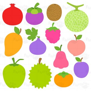 Exotic Fruit Clipart, Tropical Fruits Clip Art, Melon Raspberry Peach ...