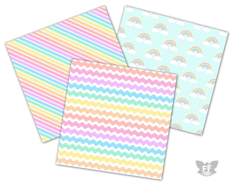 Pastel Rainbow Digital Paper, Soft Color Seamless Pattern, Colorful ...