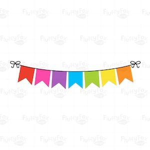 Rainbow Bunting Flag Clipart, Party Banner Clip Art, Pennant Triangle ...