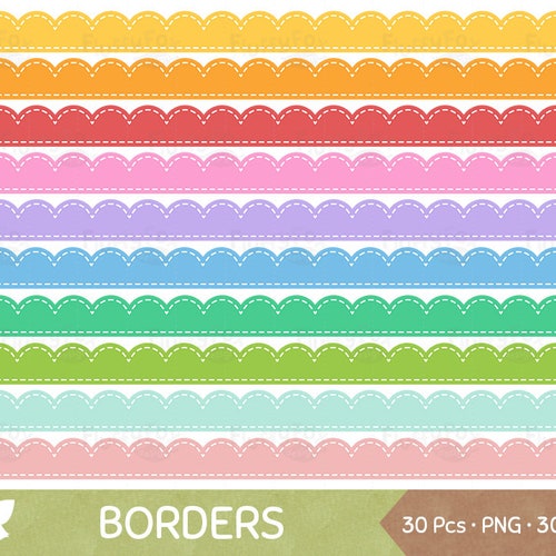 Cotton Candy Scalloped Borders Clipart Commercial Use Clip Art - Etsy