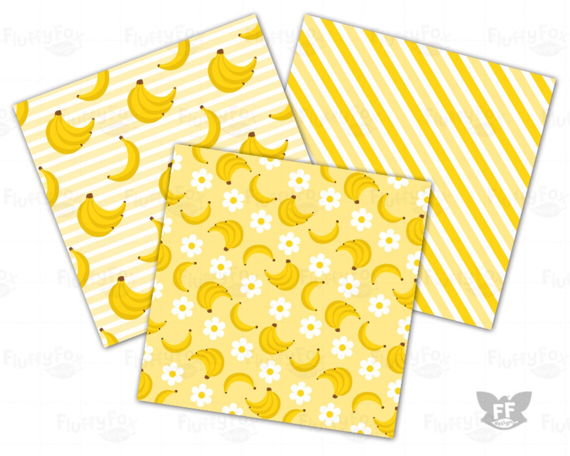 Banana Digital Paper Bananas Papers Plantain Seamless - Etsy
