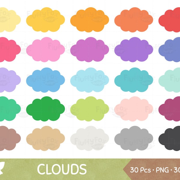 Puffy Clouds Clipart - Etsy