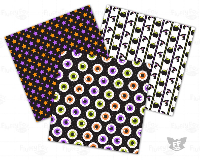 Halloween Digital Paper Set Cute Dark Papers Happy Bat Candy | Etsy