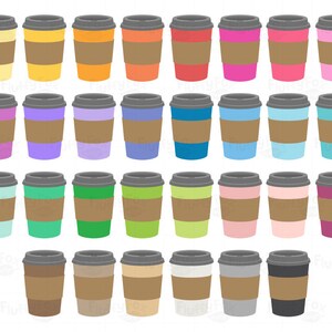 Coffee to Go Clipart, Coffees Paper Cups Clip Art, Rainbow Hot Morning ...