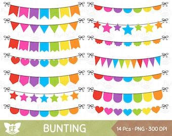 Pastel Rainbow Bunting Flag Clipart Party Banner Clip Art | Etsy