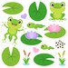 Frogs Clipart, Pond Animals Clip Art, Tadpole Froglet Egg-masses Water ...