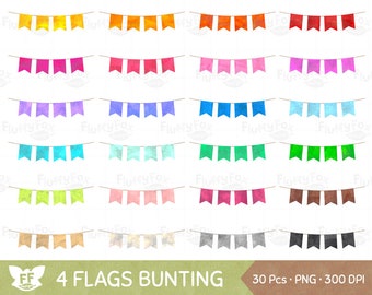 Pastel Rainbow Bunting Flag Clipart Party Banner Clip Art | Etsy