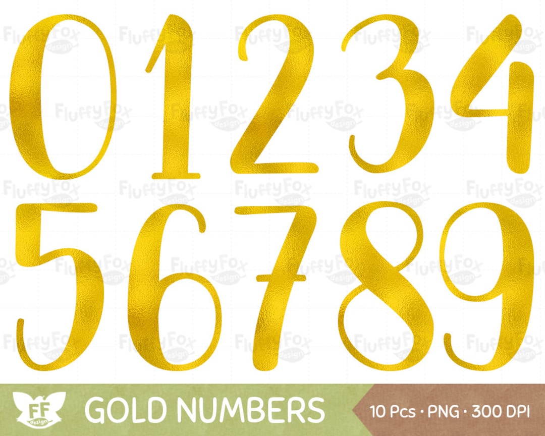 Gold Foil Number Clipart, Golden Numbers Clip Art, Kids Learning School ...