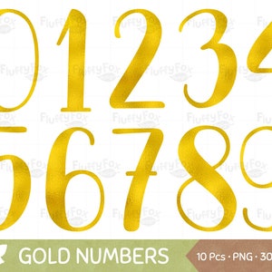 Gold Foil Number Clipart, Golden Numbers Clip Art, Kids Learning School ...