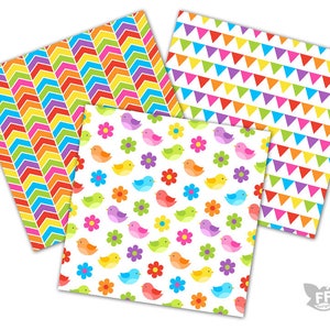 Rainbow Digital Paper, Bright Bold Color Papers, Seamless Pattern ...