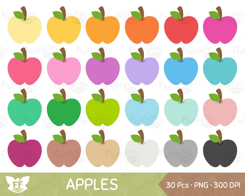 Apple Clipart Apples Clip Art Fruit Cartoon Food School | Etsy