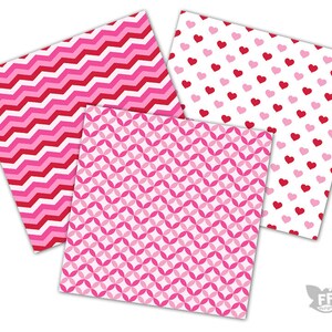 Valentine's Day Digital Paper, Valentine Papers Love Letter Heart Red ...