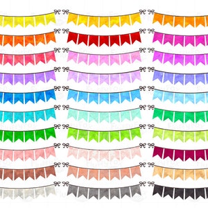 Watercolor Bunting Flag Clipart, Party Banner Clip Art, Pennant ...
