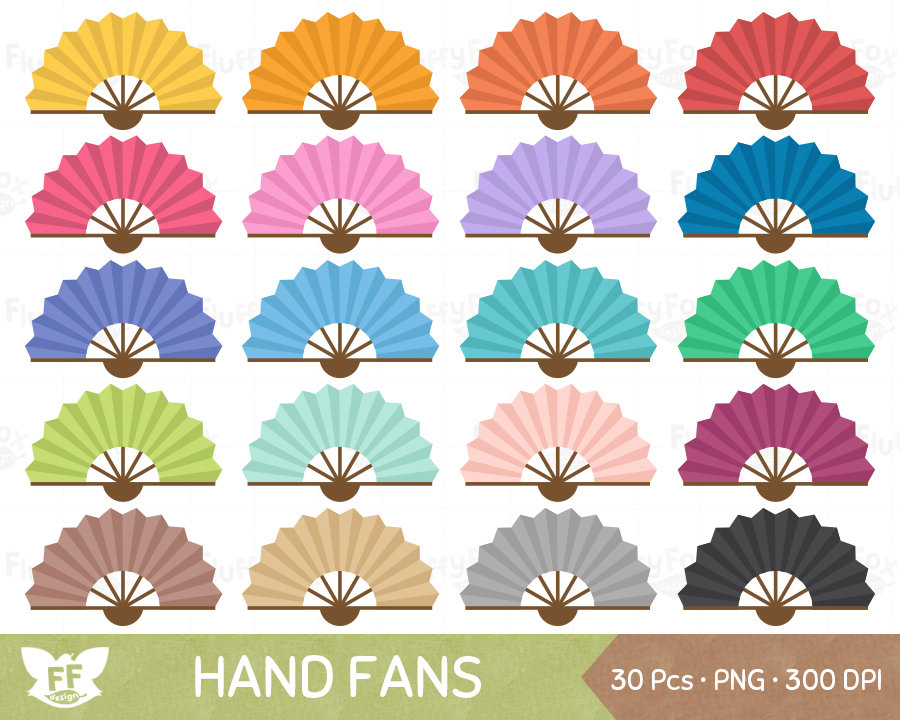 Hand Fan Clipart, Folding Fans Clip Art, Asian Oriental Japan China ...