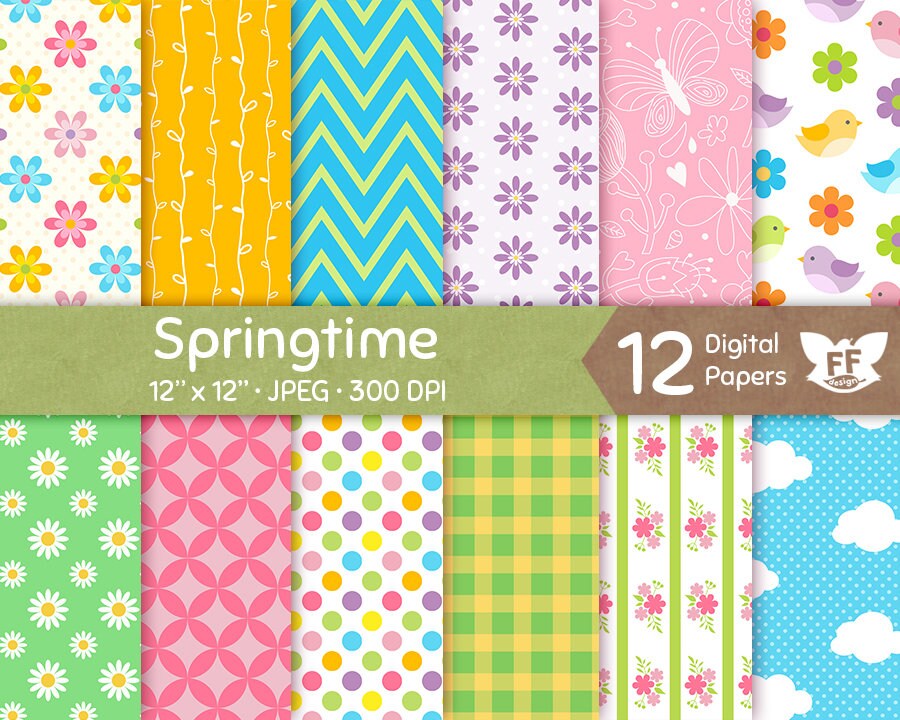 Springtime Digital Paper Spring Time Papers Seamless | Etsy