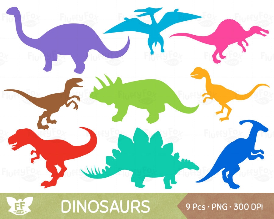 Dinosaurs Silhouette Clipart Dinosaur Clip Art Wild Dino | Etsy