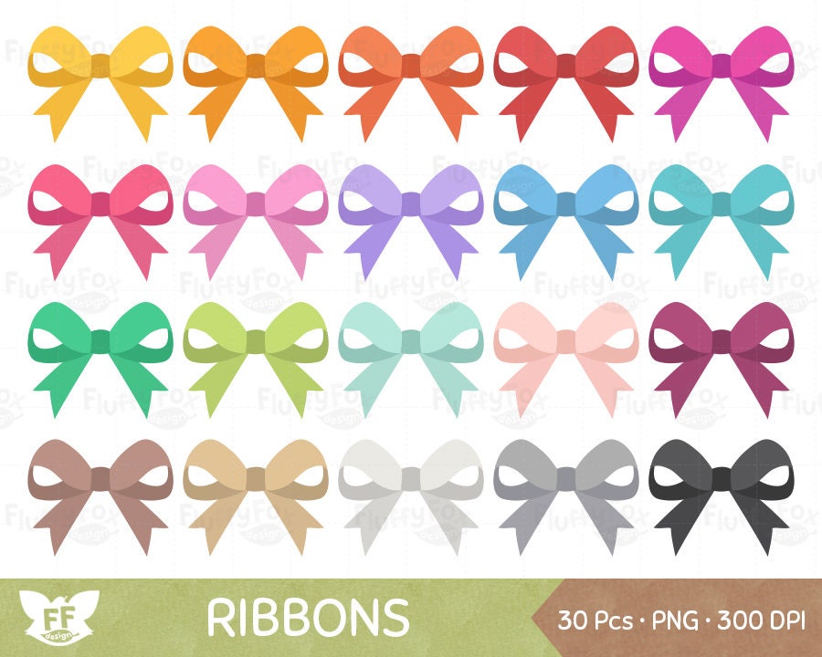Ribbon Clipart Bow Clip Art Bows Ribbons Present Ornament | Etsy