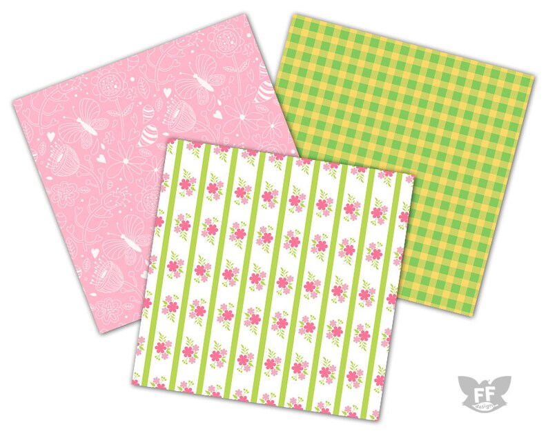 Springtime Digital Paper, Spring Time Papers, Seamless Pattern ...