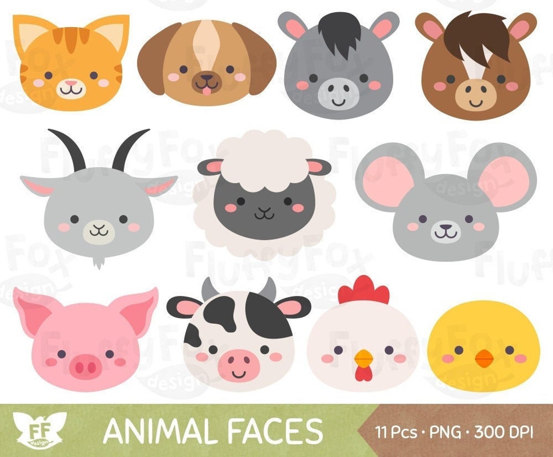 Farm Animal Face Clipart, Livestock Cattles Head Clip Art, Domestic ...