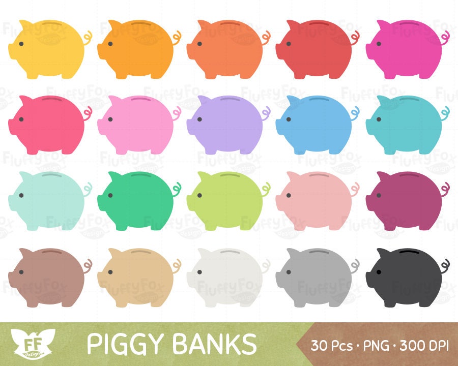 Piggy Bank Clipart Piggybank Clip Art Money Saving Coin Cash - Etsy