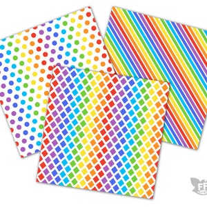 Rainbow Digital Paper, Bright Bold Color Papers, Seamless Pattern ...