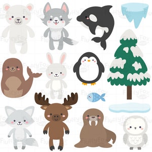 Arctic Animals Clipart, Antartica Animal Clip Art, Wild Winter Alaska ...