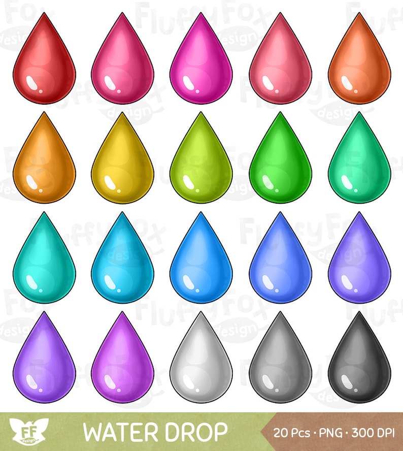 Water Drop Clipart Liquid Droplet Clip Art Cute Rain - Etsy