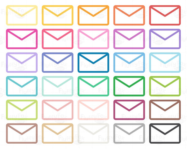 Envelope Outline Clipart Mail Letter Clip Art Cute Postmail - Etsy