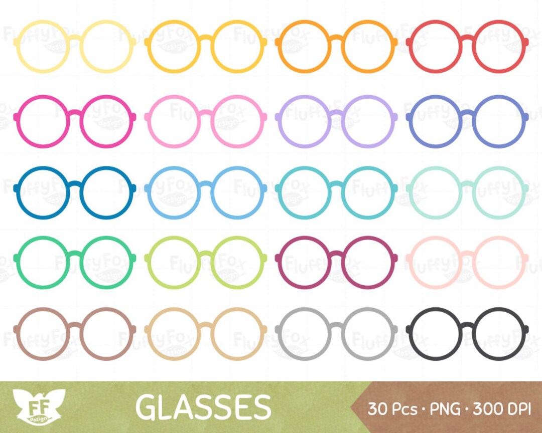 Round Glasses Clipart, Spectacles Clip Art, Rainbow Eyewear Eyeglasses ...
