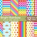 Rainbow Digital Paper, Bright Bold Color Papers, Seamless Pattern ...