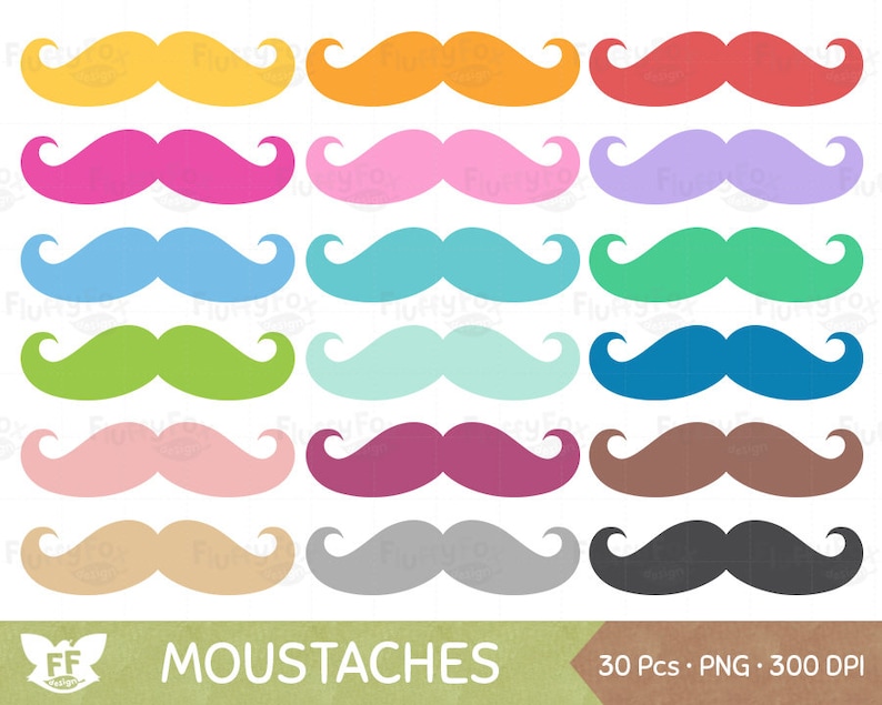 Moustache Clipart Mustache Clip Art Facial Hair Stache Sir | Etsy