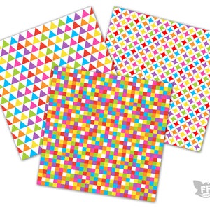 Rainbow Digital Paper, Bright Bold Color Papers, Seamless Pattern ...