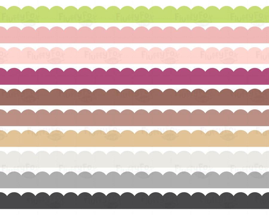 Rainbow Scalloped Border Clipart Scallop Borders Clip Art | Etsy