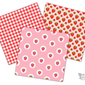 Strawberry Digital Paper, Strawberries Papers, Seamless Pattern ...