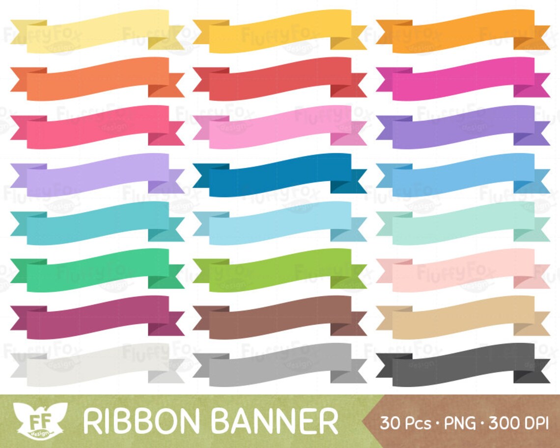 Ribbon Banner Clipart Label Clip Art Ribbons Cliparts | Etsy
